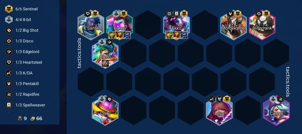 6 Sentinel, 4 8-bit - TFT Team Builder Set 10