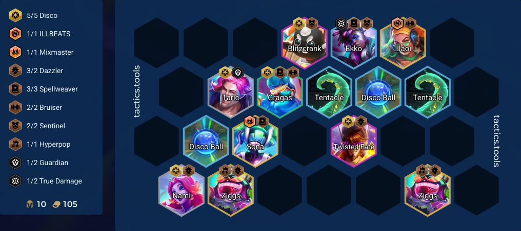 5 Disco, 3 Spellweaver, 2 Bruiser, 2 Dazzler, 2 Sentinel, 1 Hyperpop ...