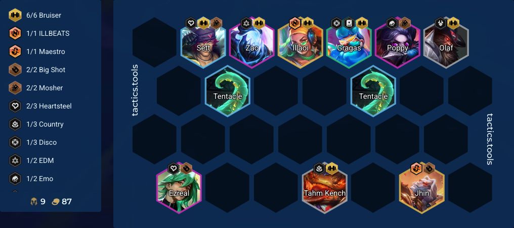 6 Bruiser, 2 Big Shot, 2 Mosher - TFT Team Builder Set 10