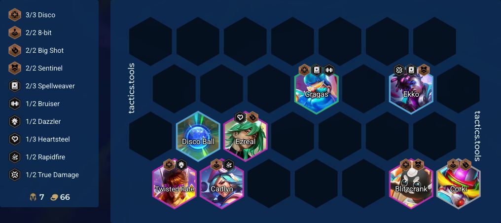 3 Disco, 2 8-bit, 2 Big Shot, 2 Sentinel - TFT Team Builder Set 10