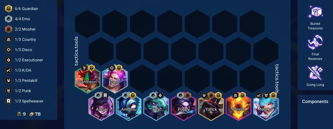 6 Guardian, 4 Emo, 2 Mosher - TFT Team Builder Set 10