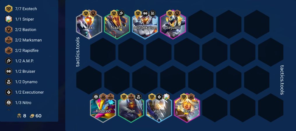 7 Exotech, 2 Bastion, 2 Marksman, 2 Rapidfire - TFT Team Builder Set 14