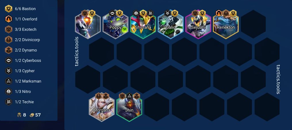 6 Bastion, 3 Exotech, 2 Divinicorp, 2 Dynamo - TFT Team Builder Set 14